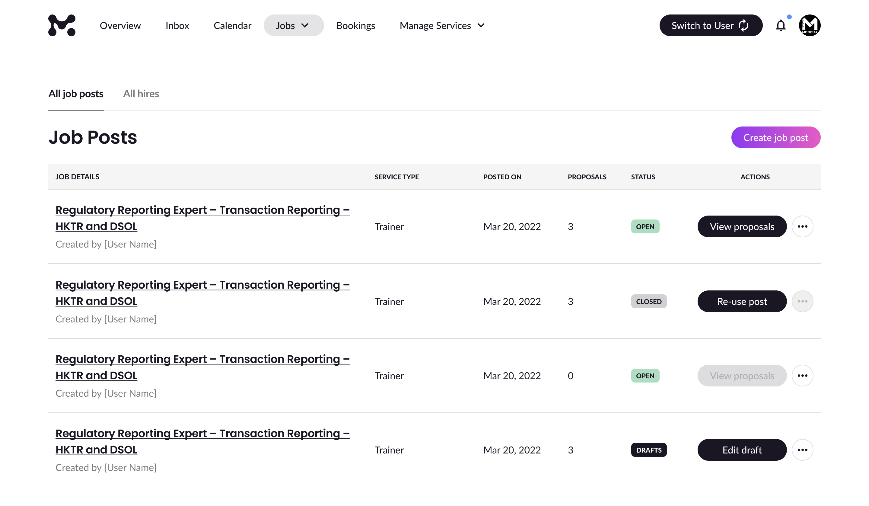 Understanding Job Statuses (Job Poster POV) - Mereka Connect — Help Centre